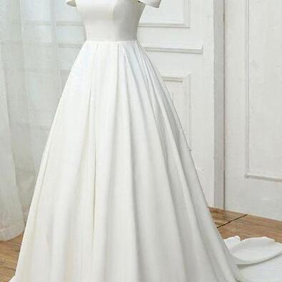 Simple White Wedding Dress,satin Off Shoulder Wedding Dress, Wedding ...