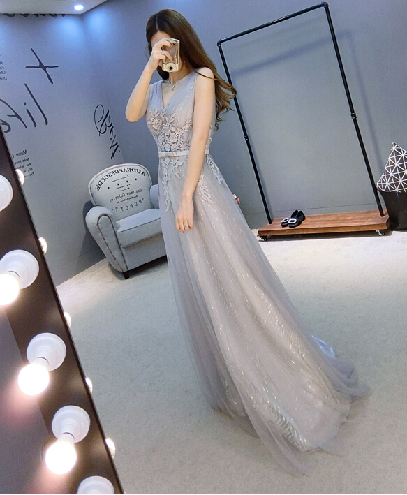 Tulle Prom Dress,sleeveless Appliques Prom Dress,elegant Prom Dress ...