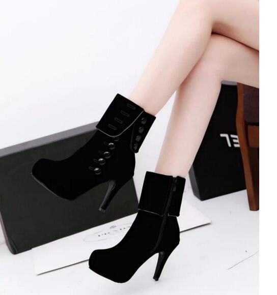 Classy Red Rivets High Heel Platform Boots on Luulla