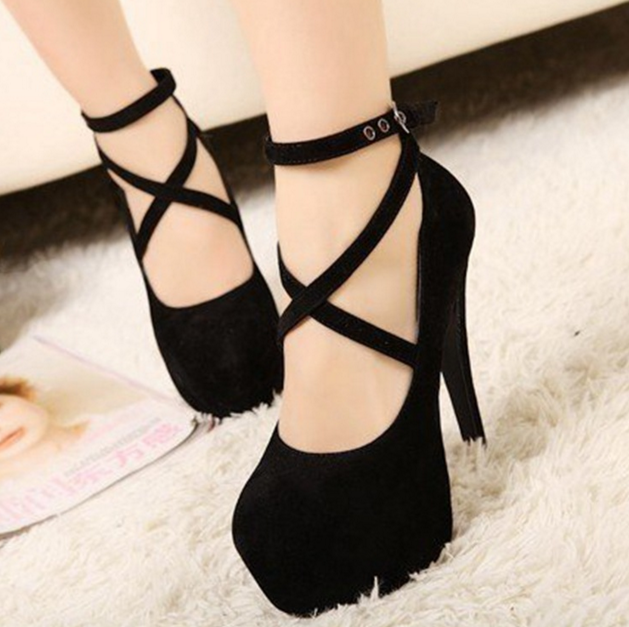 Stiletto Red Ankle Strap Pumps on Luulla