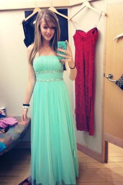 Charming Beading Chiffon Long Prom Dresses,Sweetheart Evening Dresses ...