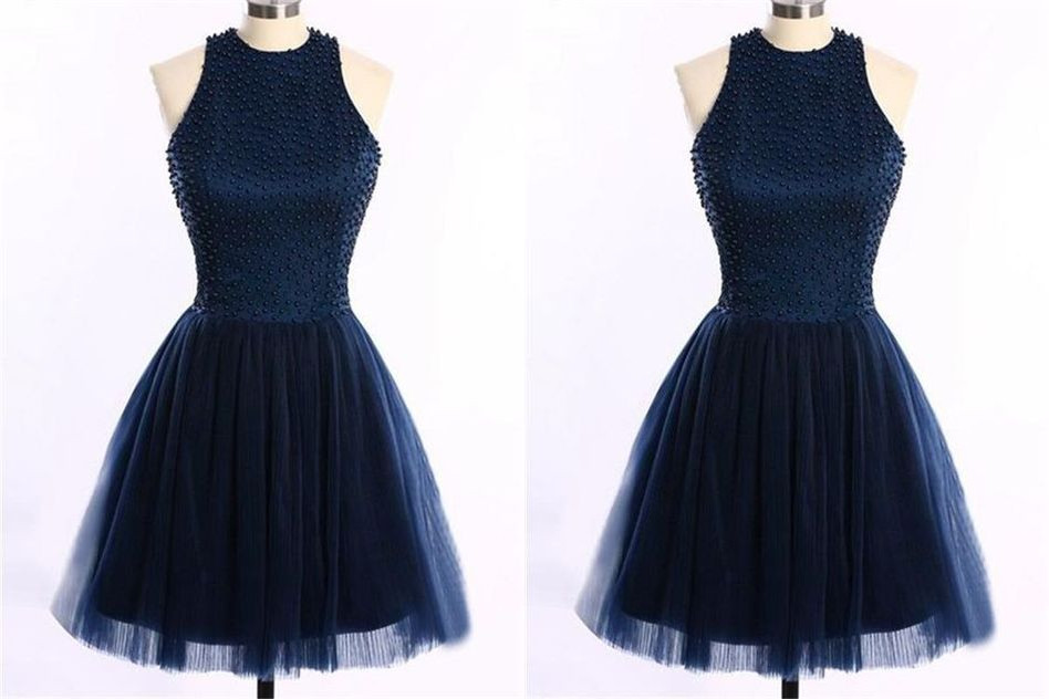 Navy Blue O-back Short Prom Dresses Homecoming Dress on Luulla