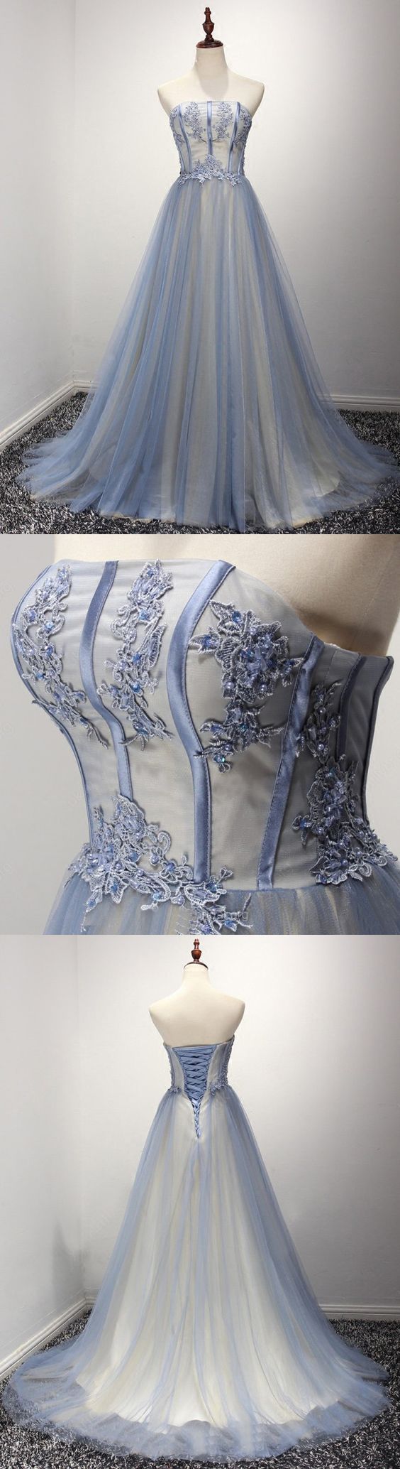 A Line Strapless Prom Dress Modest Beautiful Long Prom Dress,custom ...