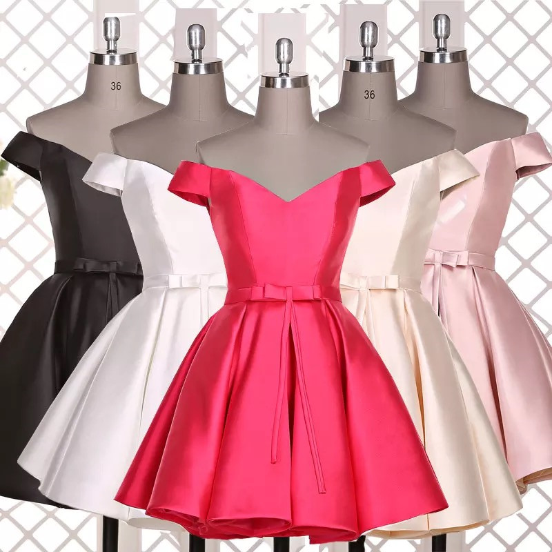 Off The Shoulder Dress,satin Prom Dress Short,sexy Party Dress,short ...