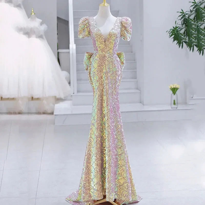 Stunning Sequin Gown With Dramatic Bow Accents on Luulla