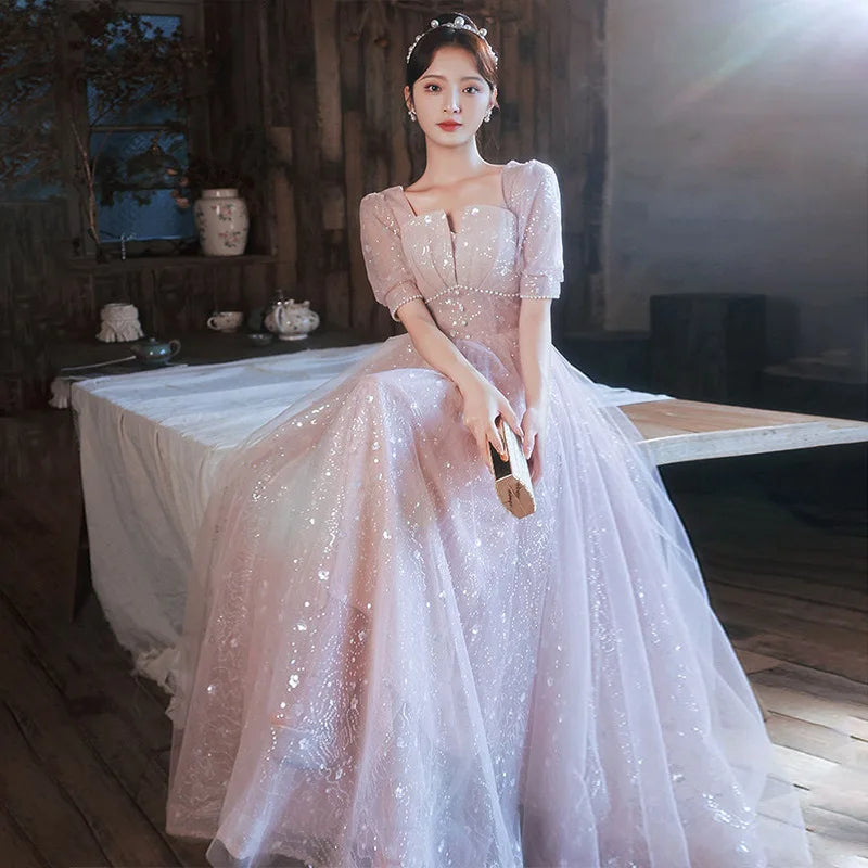 Sparkling Pink Gown With Lace And Sequins on Luulla